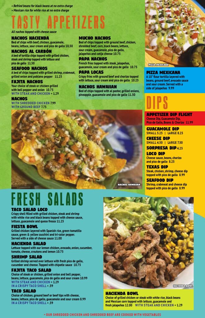 Our Menu – Hacienda Mexican Grill & Cantina